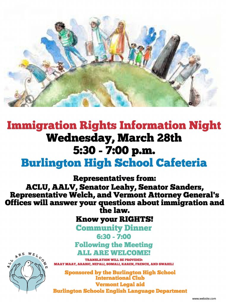 Immigration Rights Information Night March 28